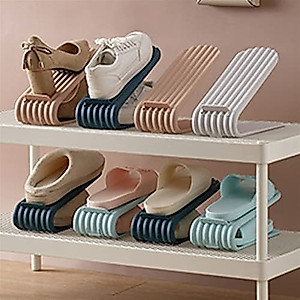 ENDAN Shoe Shelf Durable Adjustable Shoe Organizer Footwear Support Slot Space Saving Cabinet Closet Stand Shoes Storage Rack Shoebox Shoes Box (Color : Dark Blue)