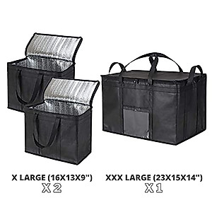 NZ home Ultimate Food Delivery Bags Bundle XL Insulated Bags 2 Pack + XXXL Insulated Bags 1 Pack