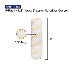 Pro Grade - Paint Roller Covers - 1/2 X 9 Inch Microfiber 5 Pack