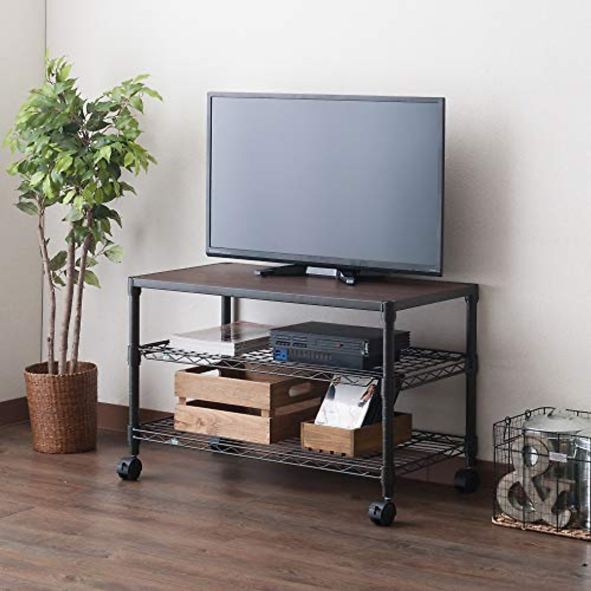 Doshisha NO8052-3 Luminous Steel Rack, Black, TV Stand, Width 31.5 inches (80 cm), Noir Series Storage Shelf