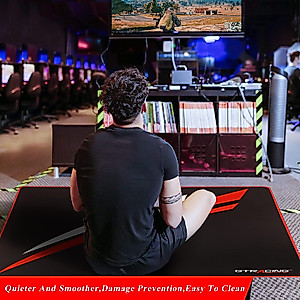 GTRACING Gaming Chair Mat for Hardwood Floor 43 x 35inch Office Computer Gaming Desk Chair Mat for Hard Floor Red
