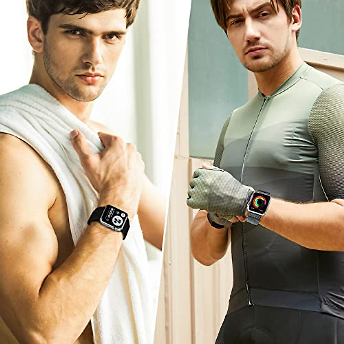 6 Pack Sport Loop Band Compatible with Apple Watch Band 49mm 45mm 44mm 42mm iWatch Ultra Series 8 7 6 5 SE 4 3 2 1 Strap Nylon Weave Women Men Stretchy Braided Wristband Breathable, 45 44 42mm (A)