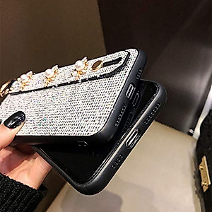 LNtech Luxury Sparkle Bling Protector Cover with Stand Holder Hand Strap,Glitter Cute Bee Wrist Strap Kickstand Phone Case Compatible with iPhone 13/iPhone 14