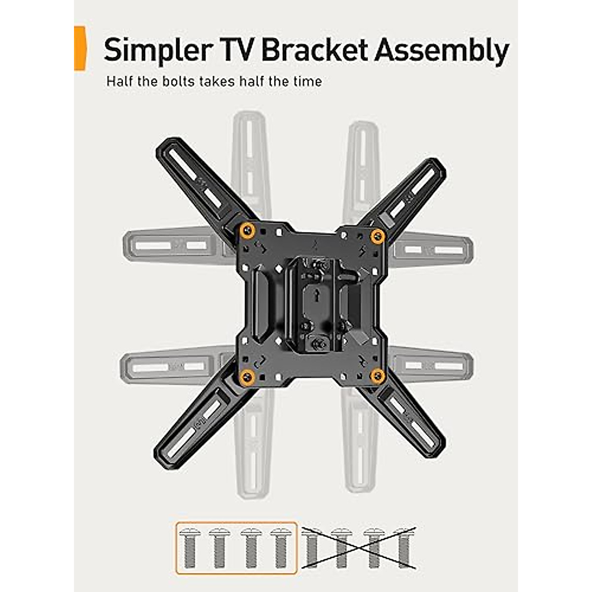 Perlegear UL Listed Full Motion TV Mount for Most 26–60 inch Flat or Curved TVs up to 82 lbs, Wall Mount TV Bracket with Articulating Arms, Tool-Free Tilt, Swivel, Extension, Max VESA 400x400mm, PGMF3