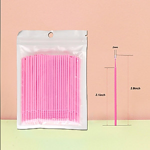 1200PCS Disposable Micro Applicators Brush for Eyelash and Make up Brushes and Personal Care Microswabs Pink (Head Diameter: 2.0mm)
