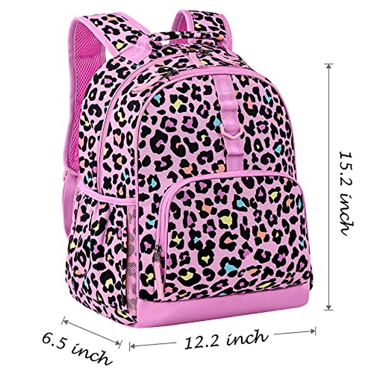 Choco Mocha Cheetah Backpack for Girls Pre-K Backpack for Girls Preschool Backpack for Kids Backpacks for Girls 15 inch Backpack Girls Leopard Bookbag School Bag 3-5 4-6 with Chest Strap Pink
