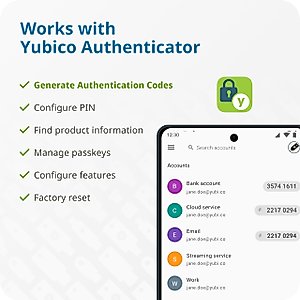 Yubico - YubiKey 5 Nano - Two-factor authentication (2FA) security key, connect via USB-A, compact size, FIDO certified - Protect your online accounts