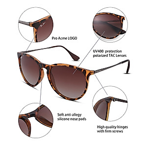 Polarized Sunglasses for Women Classic Round Style 100% UV Protection (Tortoise; Gold/Brown Gradient)