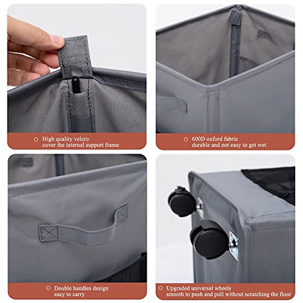 Winghin 84L Rolling Laundry Basket Corner Fitted Large Laundry Hamper with Wheels Collapsible Clothes Hamper Tall Laundry Storage Cart Foldable Clothes Organizer For Home House Office (Blue)