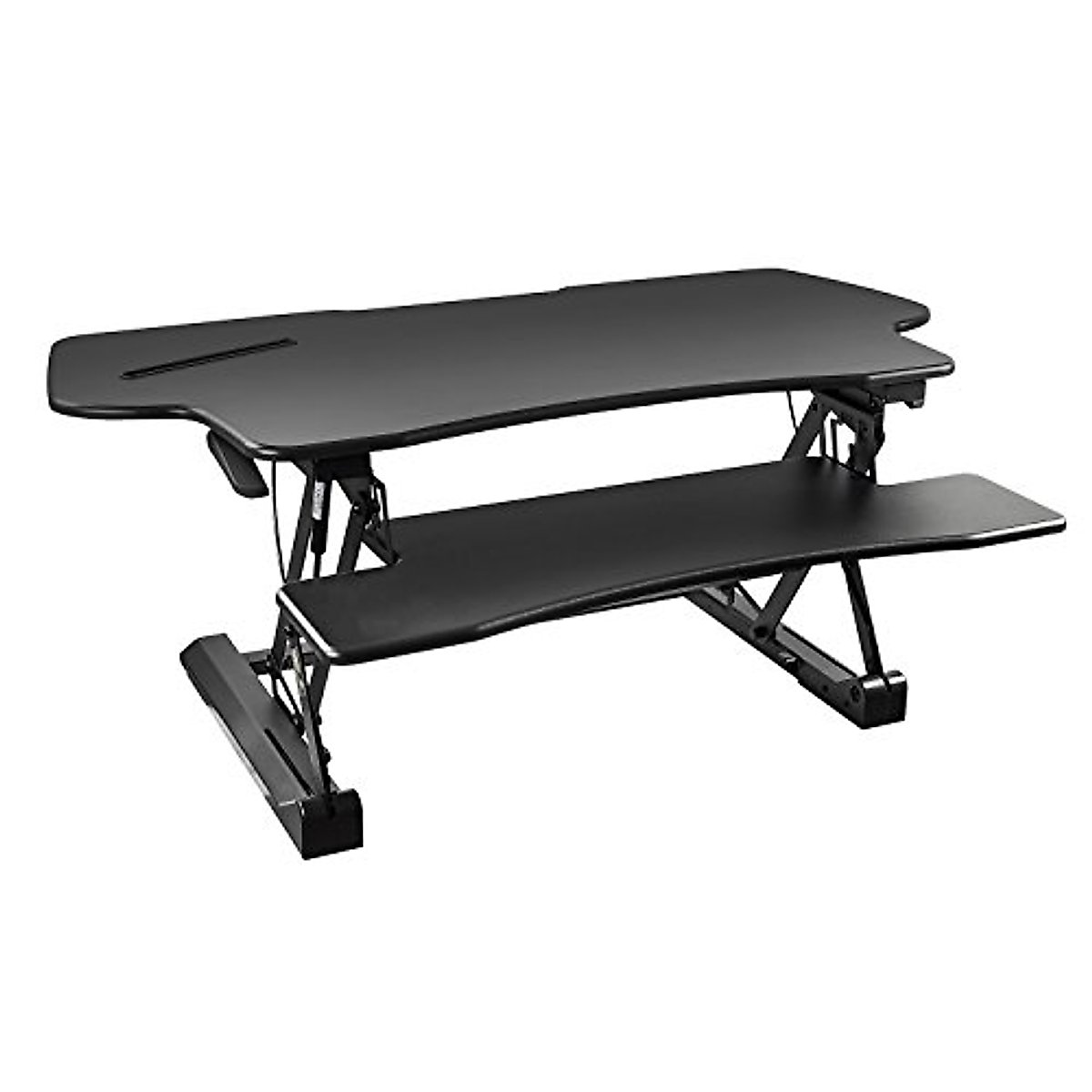 Mount-It! Height Adjustable Standing Desk Converter | 48” Wide Tabletop Sit Stand Desk Riser with Gas Spring | Stand Up Computer Workstation Fits Dual Monitors | Black | MI-7925