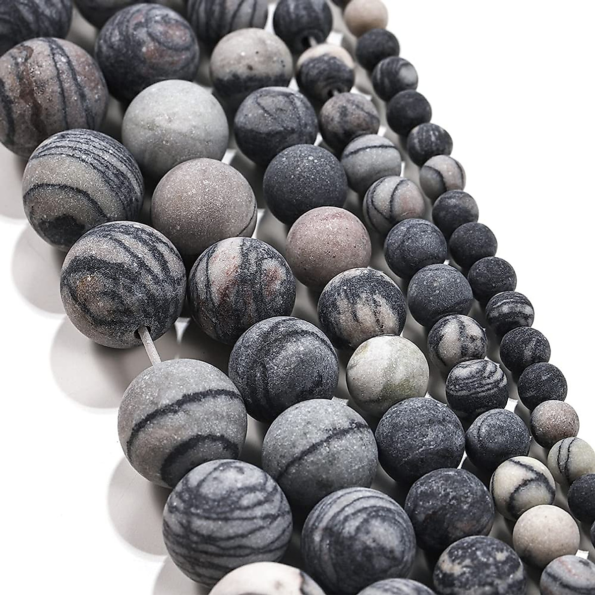 YU 1strand 4/6/8/10/12mm Matte Black Web Jaspers Stone Round Loose Spacer Beads for Bracelet Jewelry Makings Supplies T314 (Color : Web Jaspers Stone, Item Diameter : 10mm)