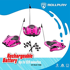 Rollplay Nighthawk Electric Ride On Toy for Ages 6 & Up with 12V 7AH Rechargeable Battery, Side Handlebars for Steering, Tall Rear Safety Flag, and a Top Speed of 6.5 MPH, Pink