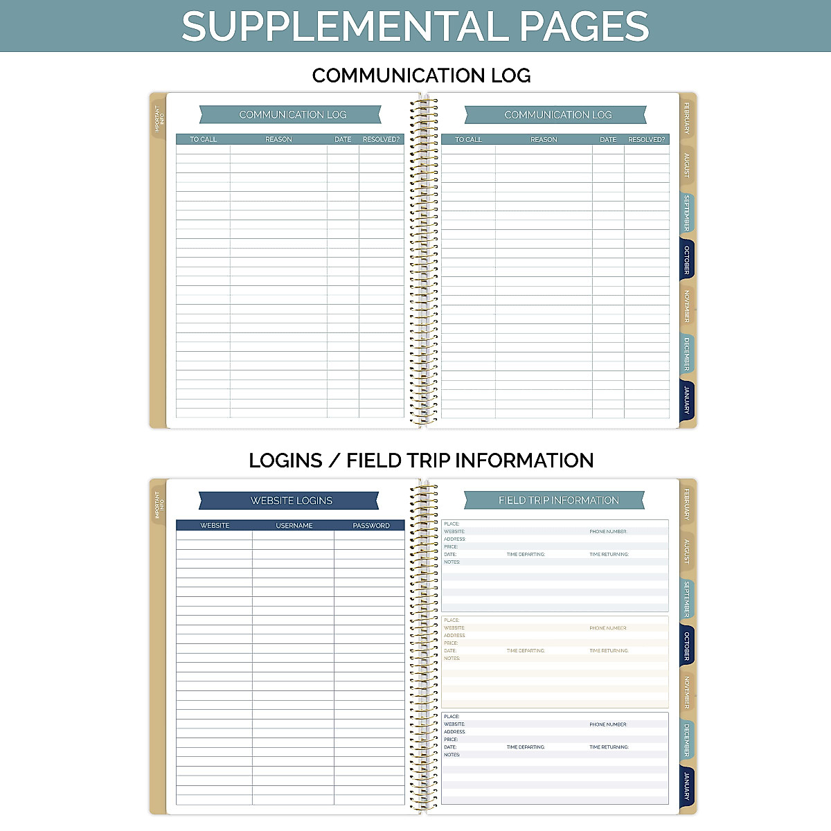 bloom daily planners Undated Academic Year Teacher Planner & Calendar - 7 Period Lesson Plan Organizer Book with Frosted Cover (9" x 11") (Interchangeable Cover)