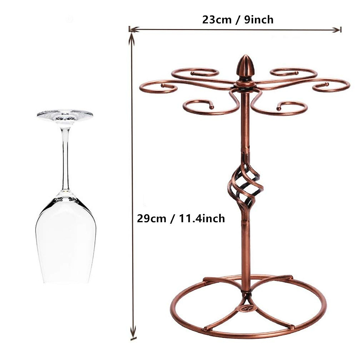 Fantasee - Wine Glass Holder, Tabletop Stemware Rack with 6 Wine Glass Drying Rack Stand