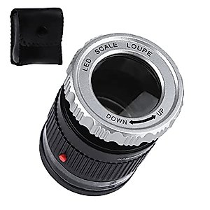 10x Loupe Magnifier, Adjustable Focal Length Magnifier with 30mm Lens, LED and UV Light, Foldable Jewelers Loupe Magnifier Glass for Jewelry,Textile,Coins,Optical,Embroidery,Circuit Board,etc.