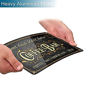 Coffee Bar Sign Hot Chocolate and Tea Vintage Metal Plaque Signs for Kitchen Cafe Pub Home Coffee Station Decor 8 x 12 inch