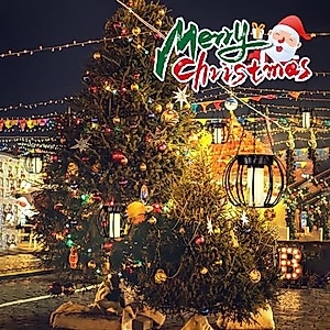 Solar Lantern Outdoor, Outdoor Lights with Crystal Shining Effect, Hanging Solar Lights Waterproof Powered Outdoor Lights Metal Decorative Lighting with Hook (Warm 1Pack-Black)