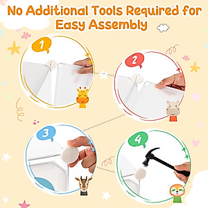 HONEY JOY Kids Wardrobe Closet, Baby Cartoon Clothes Storage Organizer, 8 Cubes & 2 Hanging Sections, Portable Children DIY Modular Bedroom Armoire Dresser Cabinet for Boys Girls (White)