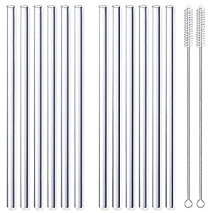 12 Pack, [DISHWASHER SAFE] Replacement Straws for Stanley 40 oz 30 oz 20 oz 14oz Cup Tumbler, High Clear Reusable Straws with 2 Cleaning Brushes, Food Grade Plastic, Compatible Accessories for Stanley