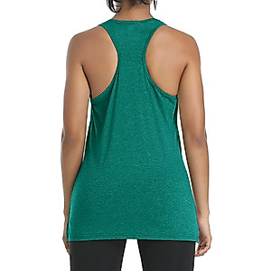 TACVASEN Tank Tops for Women UPF 50+ Sleeveless Breathable Sun Protection Workout Active Wear Top Shirts Running Shirts Stretchy E-green
