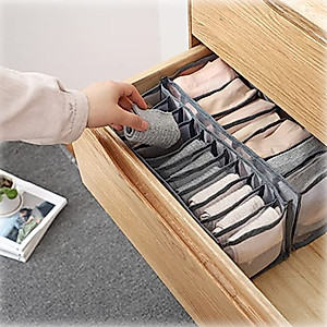 YZYANZI Socks Pants T-shirts Clothes Drawer Organizers Dividers For Drawer Folded Clothes Clothing (7 Packs - 2x Socks Grid-11+ 1 x Bra Grid-6 + 2 x Underwear Grid-7 Small + 2 x Legging Grid-7 Medium)