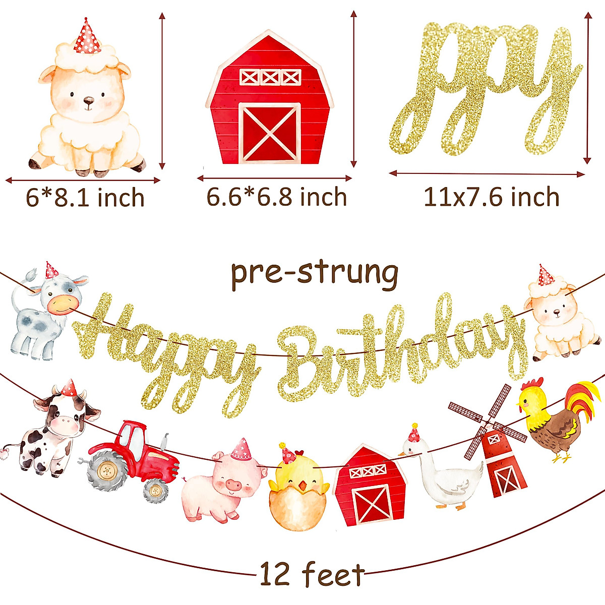 Farm Birthday Party Banners Farm Animal Party Banners Farm Theme Birthday Decorations Barnyard Birthday Party Hanging Decoration for Barn Party Farm Animal Baby Shower Supplies