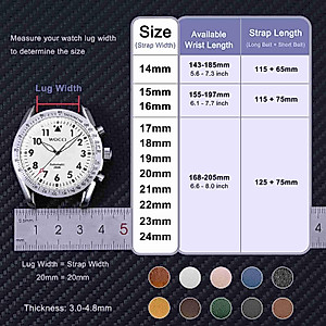 WOCCI 18mm Vintage Leather Watch Band for Men and Women, Silver Buckle (Dark Brown/Contrasting Stitch)