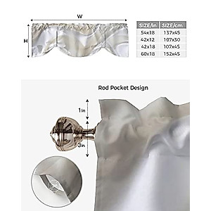Tie Up Valance for Kitchen Windows, White Gold Silk Art Tie-up Curtain Shade Valances 60x18In 1 Panel Rod Pocket Short Curtains Window Treatment for Living Room Home Decor Abstract Fabric Texture