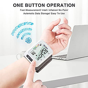 Blood Pressure Monitor XL Wrist Cuff 5.3-8.5 inch, Automatic Accurate BP Monitor Large Screen Display, 120 Reading Memory, Irregular Heartbeat Detector Home Use Digital Blood-Pressure Machine