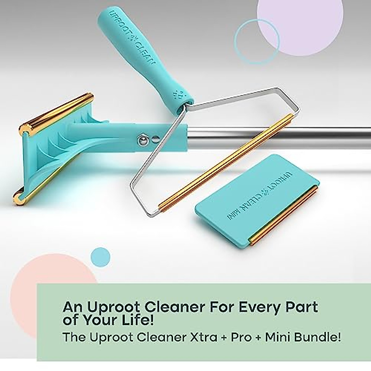 Uproot Clean Pro Pet Hair Remover Bundled with Mini Pet Hair Remover for Couch & Xtra Carpet Rake for Pet Hair Removal - Dog Hair Remover for Car - A True Fur-Riccane Survival Kit!