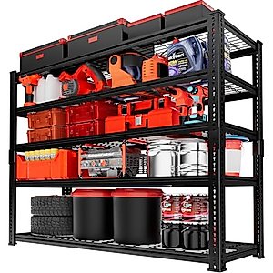Storage Shelves, Garage Shelving Heavy Duty 2800 LBS Capacity, 48"L x 18"W x 72"H Adjustable Metal Shelving Organizer Wire Rack, 5 Tier Utility Shelf Unit for Pantry Closet Warehouse Organization