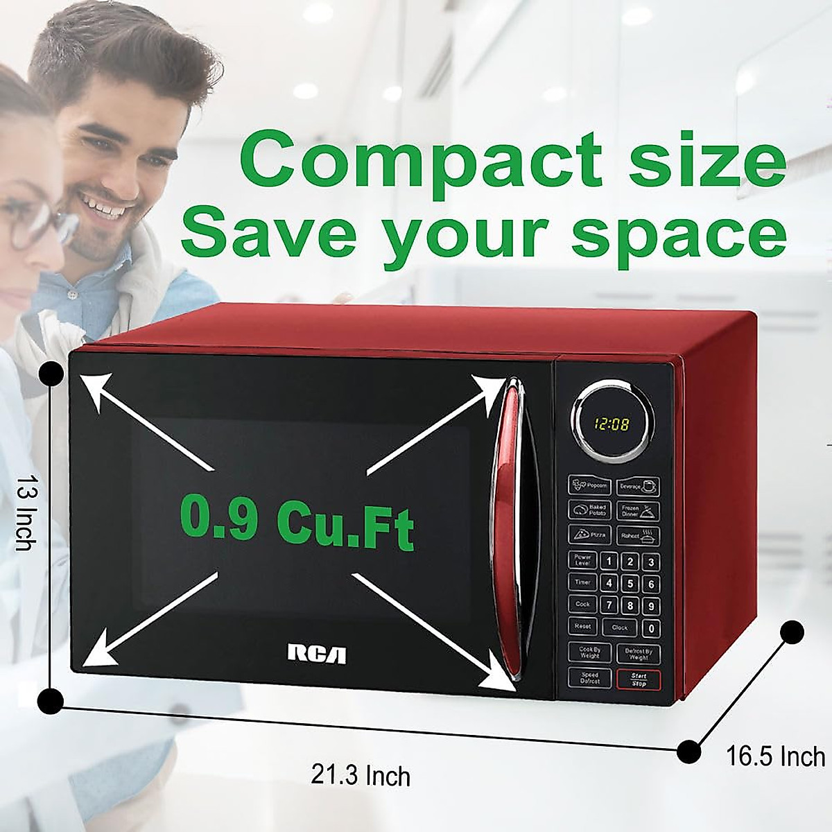 RCA RMW953-RED Microwave Oven, 900 Watts with 10 Power Levels, Red