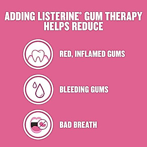 Listerine Gum Therapy Antiplaque & Anti-Gingivitis Mouthwash, Oral Rinse to Help Reverse Signs of Early Gingivitis like Bleeding Gums, ADA Accepted, Glacier Mint, 1 L