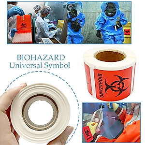 Biohazard Danger Safety Warning Label - 1"x1" Waterproof Self Adhesive Decal Sign Sticker, High Temp Resistance, Long Lasting (250 Pcs/Roll)