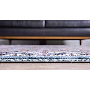 Unique Loom Narenj Collection Classic Traditional Textured Medallion Pattern Design Area Rug, 10' Round, Blue/Burgundy