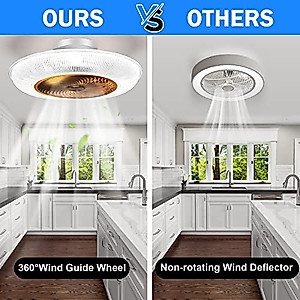 AnEgoe Ceiling Fan with Lights Remote Control, 23'' Large Modern Ceiling Fan 360° Angle Airflow Flush Mount Ceiling Fan with Lights Low Profile Fan for Bedroom Living Room Kitchen