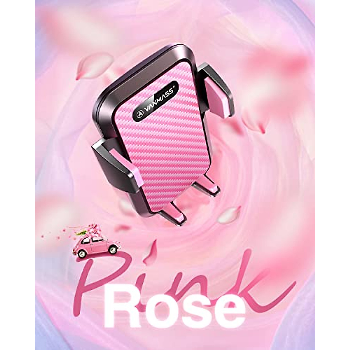 VANMASS Universal Car Phone Mount,【Patent & Safety Certs】 Upgraded Handsfree Dashboard Stand, Phone Holder for Car Windshield Vent, Compatible iPhone 14 13 12 11 Pro Max Xs XR X, Galaxy (Pink)