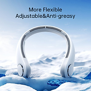 JISULIFE Portable Neck Fan, Hands-Free Bladeless, 5 Speeds, 4000 mAh Battery Operated Wearable Personal Fan, Twistable, Rechargeable, Gift for Women Men-Grey