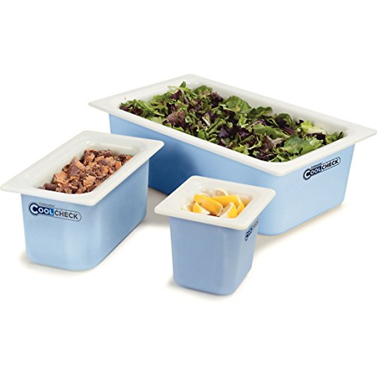 Carlisle CM1101C1402 Coldmaster CoolCheck 6" Deep Half-Size Insulated Cold Food Pan, 6 Quart, Color Changing, White/Blue