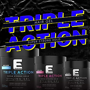 E Elegance Earth Fragrance Triple Action Hair Gel for Men And Women - Super Strong Hold, Extreme Volume, And Long Lasting Shine - Flake Free And Refreshing Fragrance - All Hair Types, 16.9 oz
