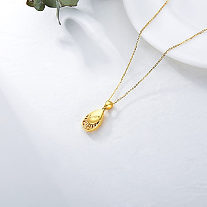 SISGEM 18K Yellow Gold Shiny Love Necklace for Women, 5MM Thick Gold Love Teardrop Shape Pendant Jewelry Anniversary Mother's Day Gift for Wife, Mom 18inch