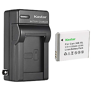 Kastar NB-6L Battery (1-Pack) + Charger for Canon PowerShot D10, D20, S90, S95, S120, SD770, SD980, SD1200, SD1300, SD3500, SD4000, SX170, SX240, SX260, SX270, SX280, SX500, SX510, SX600, SX703