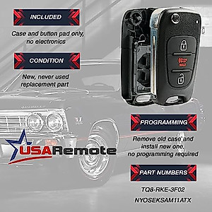 fits 2012-2014 Kia Rio / 2010-2013 Kia Soul Flip Key Fob Remote Case Shell (NYOSEKSAM11ATX)