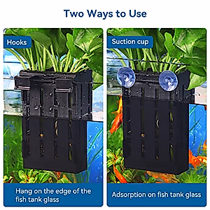 Upgraded Aquarium Plant Holder with Hooks and Suction Cups for Fish Tank Aquaponic Plant Cultivation and Aquascape Decorations (Black)