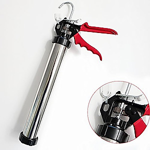 Sausage Caulking Gun Manual Drive 20oz Sausage Caulk Gun with Stainless Steel Barrel by BOUSH(Silver) 18:1 Ratio