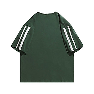 Aelfric Eden Graphic Tees Y2k Women Oversized T Shirts Striped Patchwork Crewneck Unisex Streetwear Tops Green L