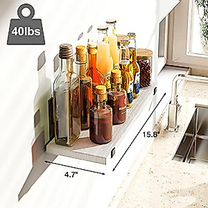 Fixwal Floating Shelves, Width 4.7 Inches Wall Shelves Set of 5, Rustic Wood Wall Storage Shelves for Bedroom, Living Room, Kitchen, Bathroom, Office and Plants (White)