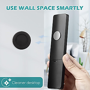 WALLFID 5 Pack N52 High Magnetic Remote Control Holder Wall Mount Holders Hole-Free Phone Charging Organizer Storage Containers For Home Office School Supply Storage.(Black Enhanced version)