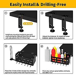 Upgraded Griddle Caddy for 28"/36" Blackstone Griddle/Prep Cart, Extra-Capacity Grill Caddy, Space Saving BBQ Accessories Storage Box with Paper Towel Holder Tool No Drill Outdoor Grill Organizer