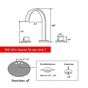 SaniteModar Bathroom Sink Faucet 3 Hole, 8 inch Brass Chrome Bathroom Faucet 2 Handles,Widespread Modern Bathroom Faucet…